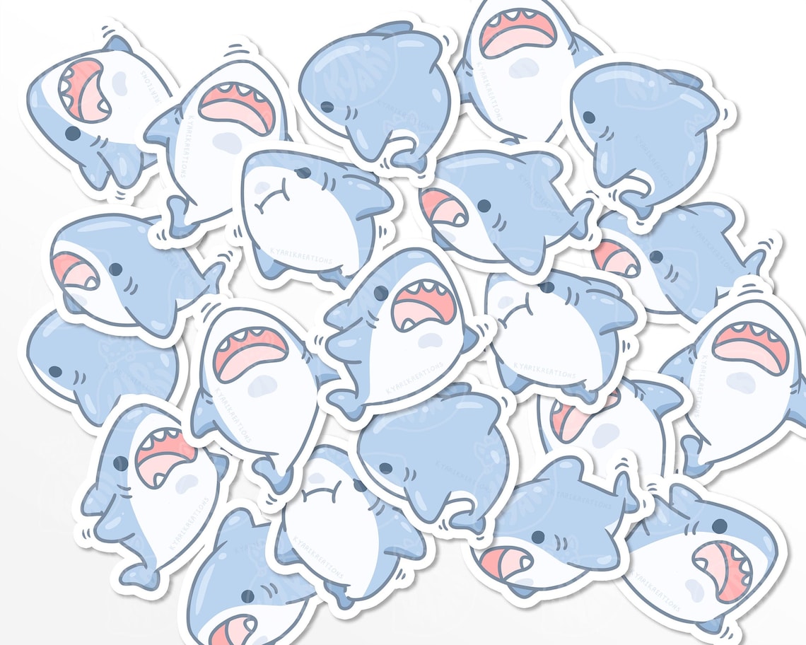 Cute Shark Sticker Set Baby Shark Stickers - Etsy