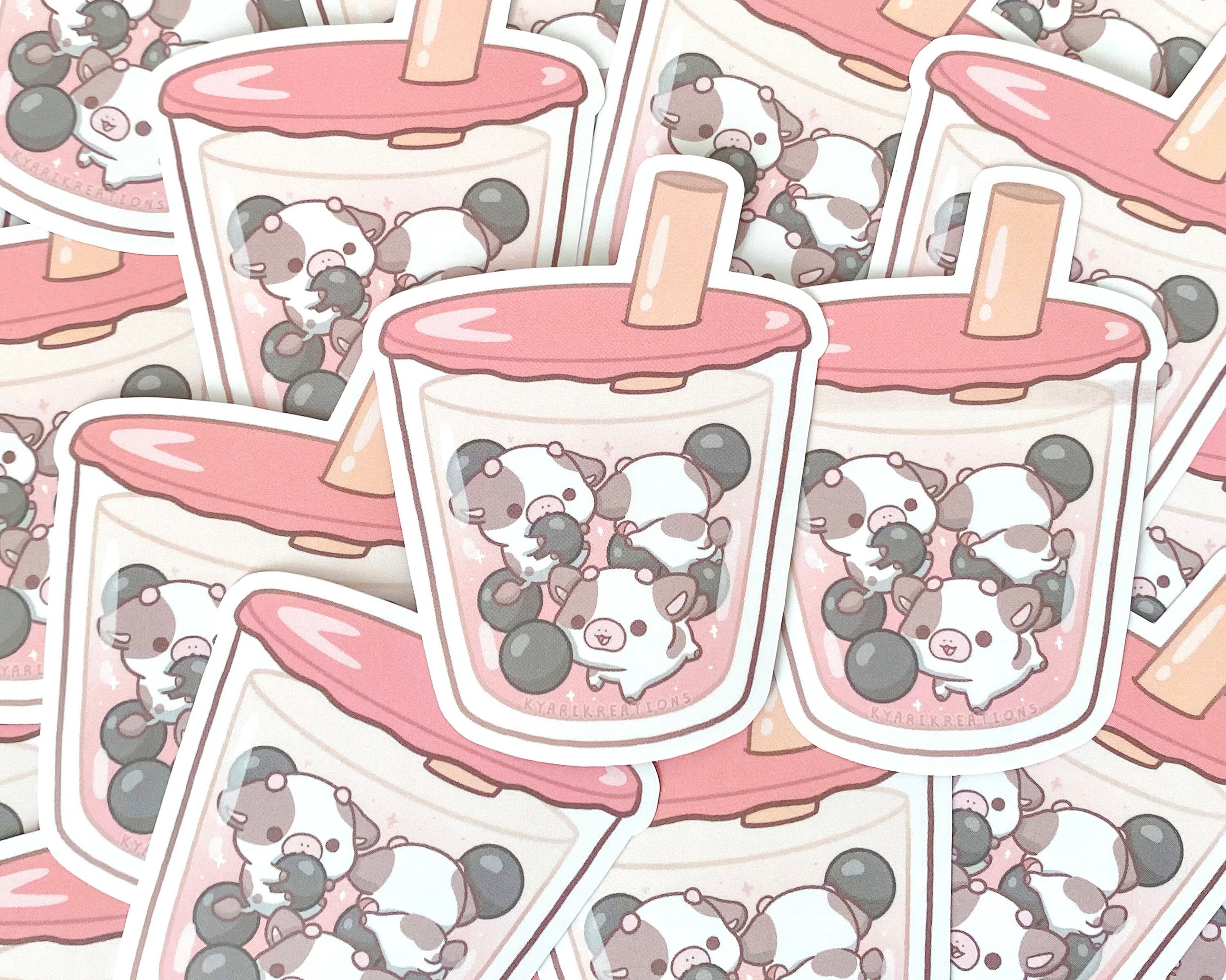Cute Boba Cow Stickers Strawberry Cow Sticker Bubble Tea - Etsy