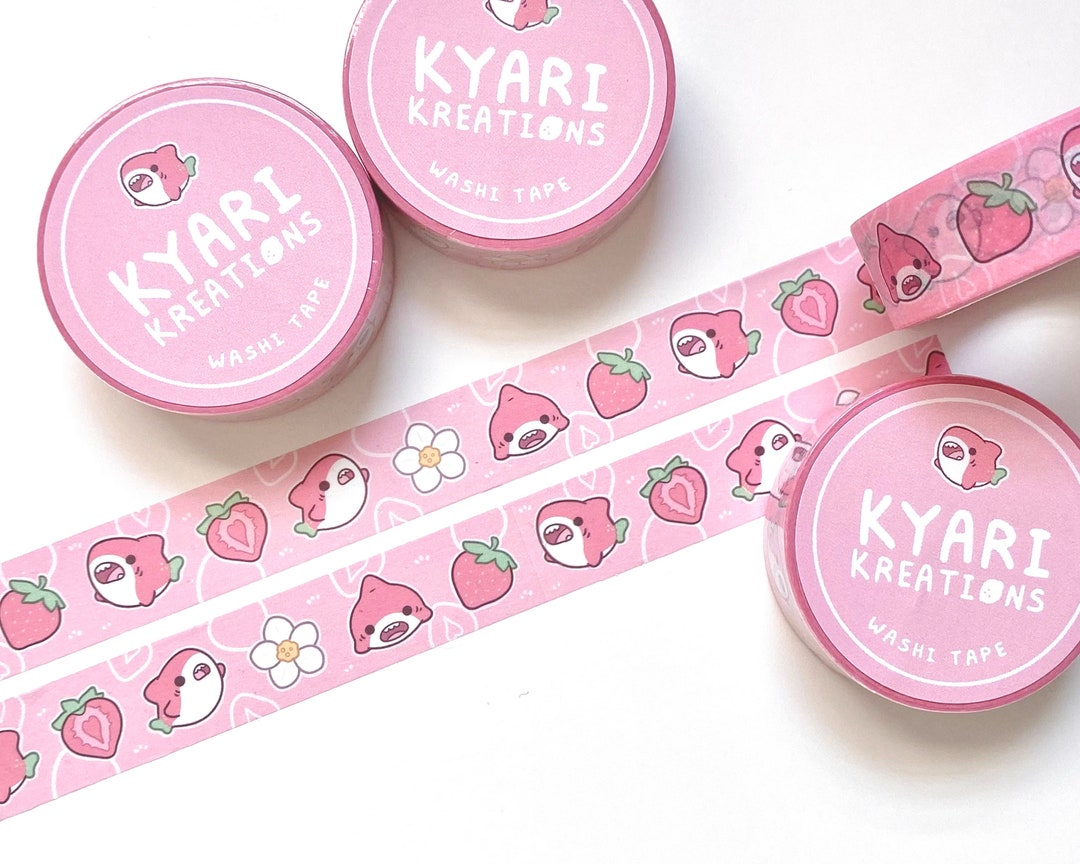 Strawberry Shark Washi Tape, Pink Washi Tape, Cute Washi Tape, Bullet ...