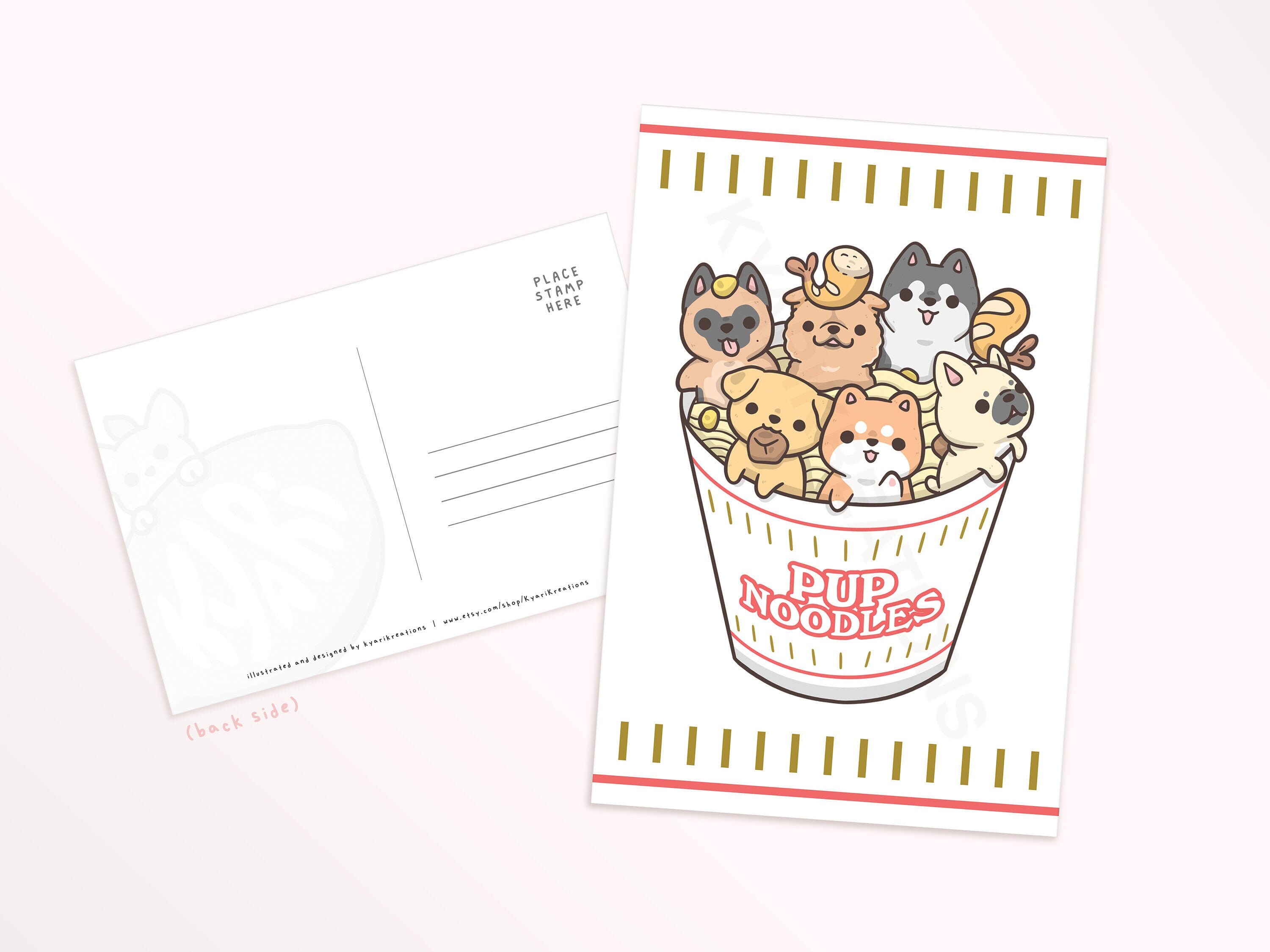 Pup Noodle Postcard Cute and Funny Postcard - Etsy