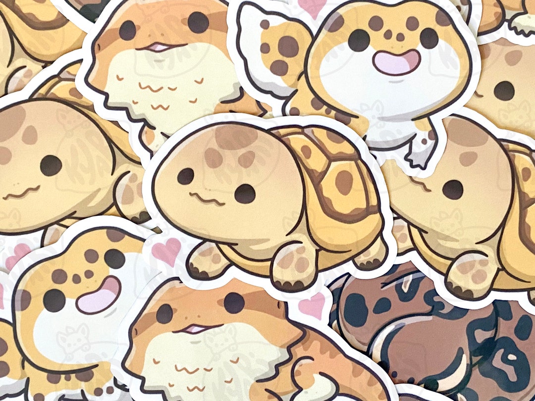 Cute Reptile Stickers, Bearded Dragon Sticker, Leopard Gecko Sticker ...