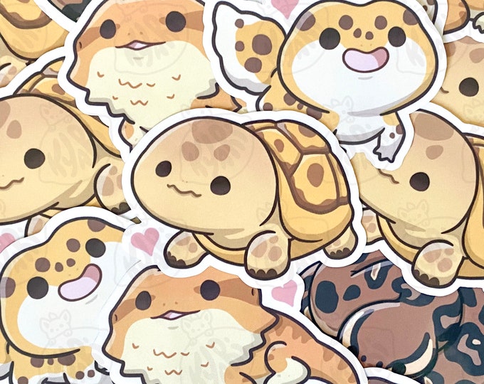Cute Reptile Stickers, Bearded Dragon Sticker, Leopard Gecko Sticker ...