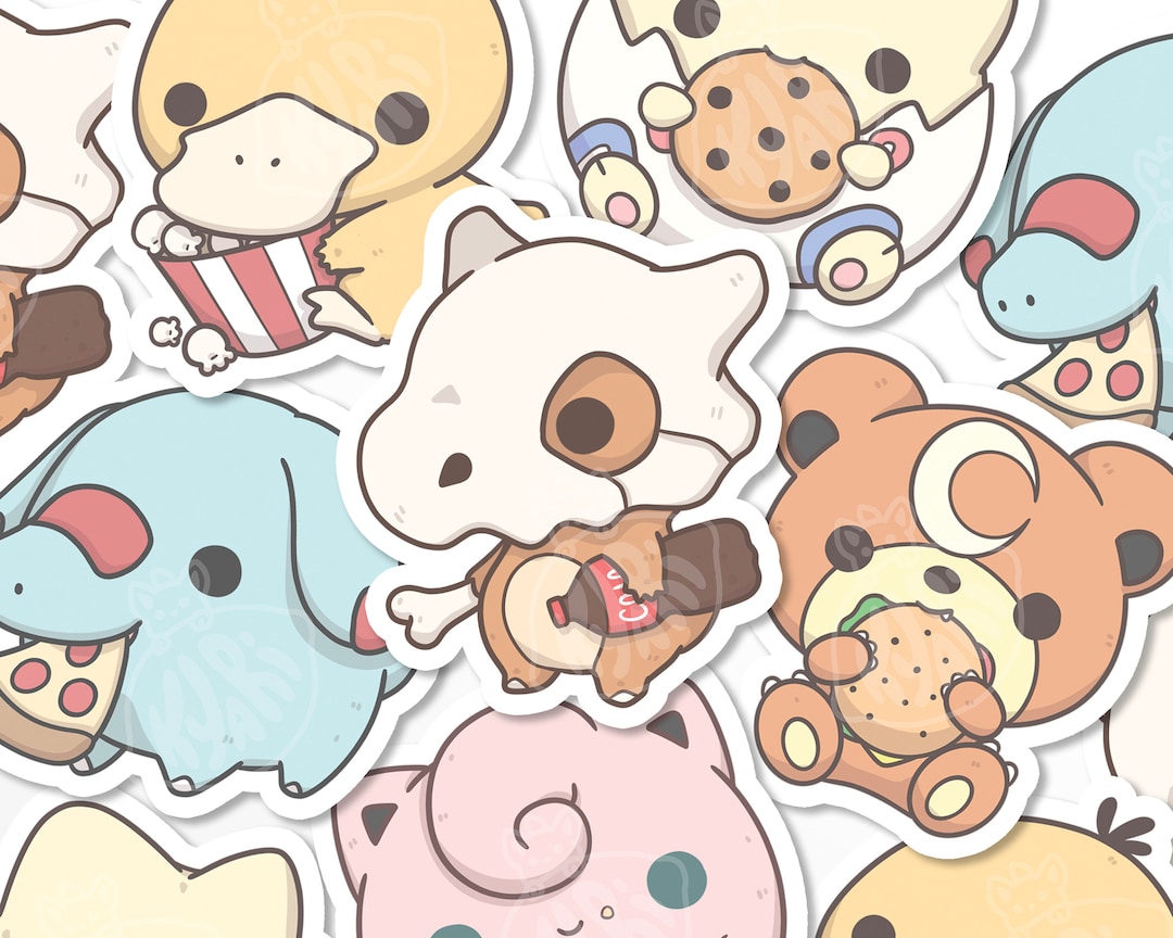 Cute Poké Snack Stickers, Kawaii Poke Food Stickers - Etsy