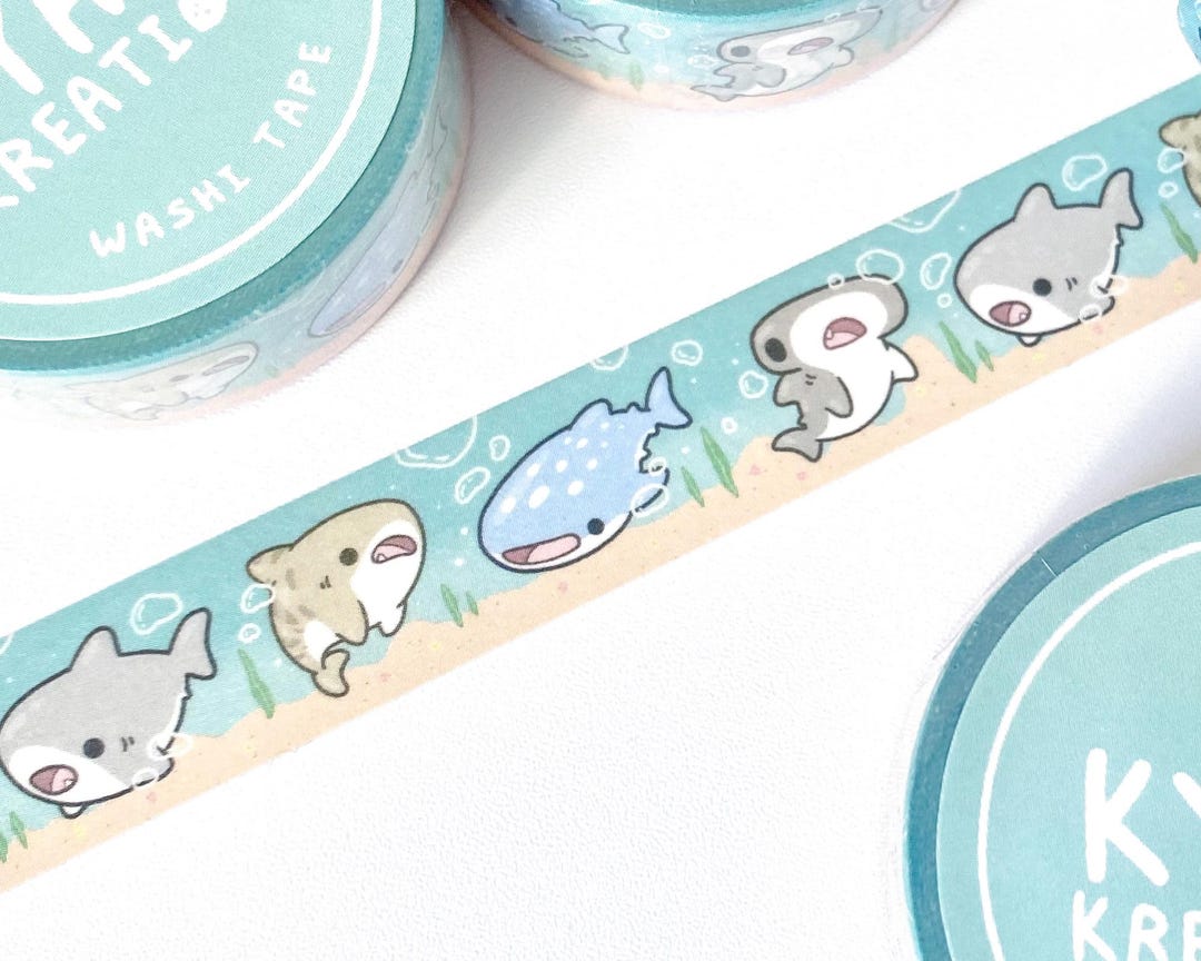 Shark Washi Tape, Underwater Sharks Washi Tape, Cute Washi Tape, Ocean ...