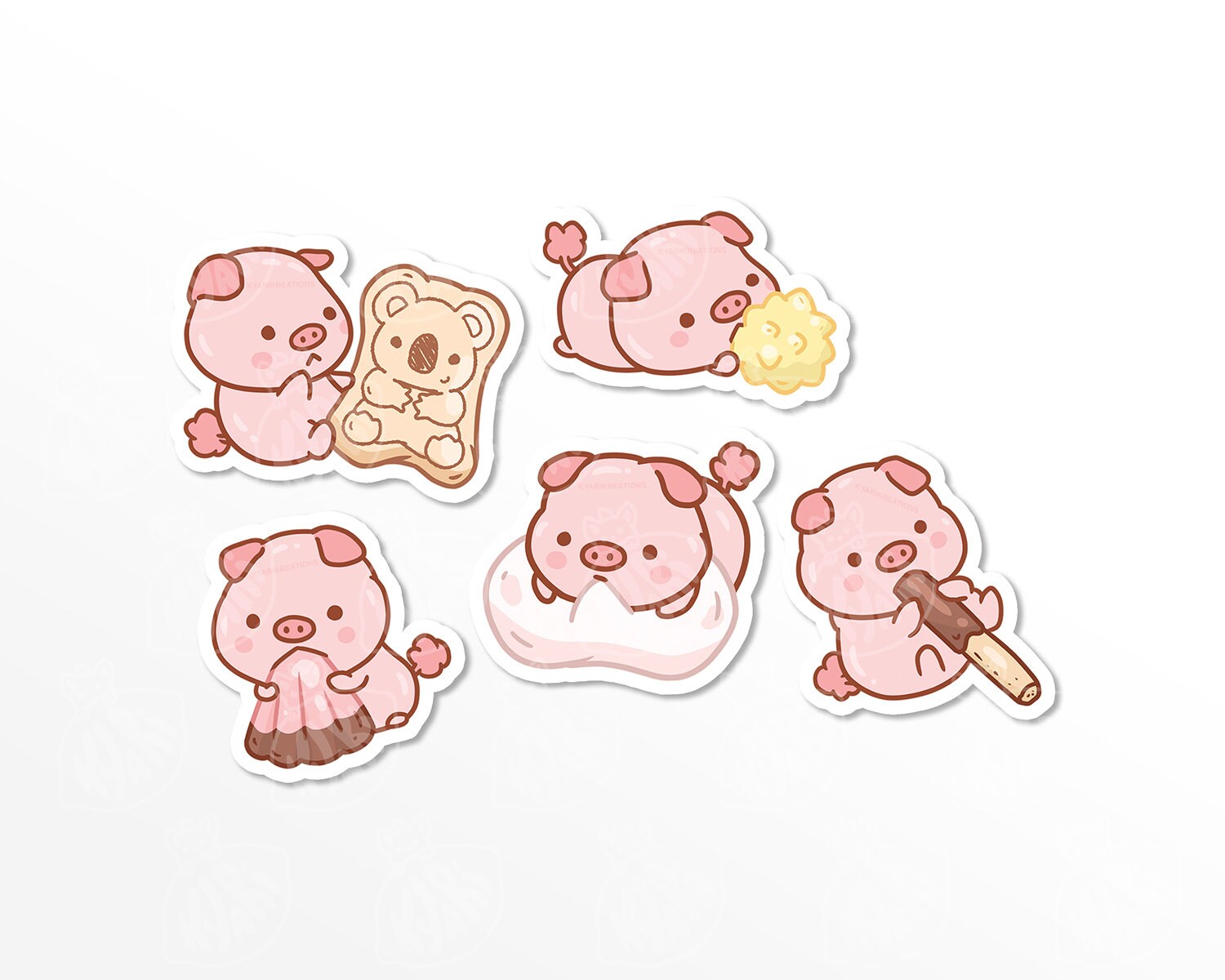 Japanese Snack Piggy Sticker Set Cute Pig Stickers Food - Etsy