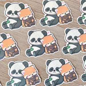 Cute Panda Love Stickers, Red Panda Sticker, Snuggle Buddies - Etsy
