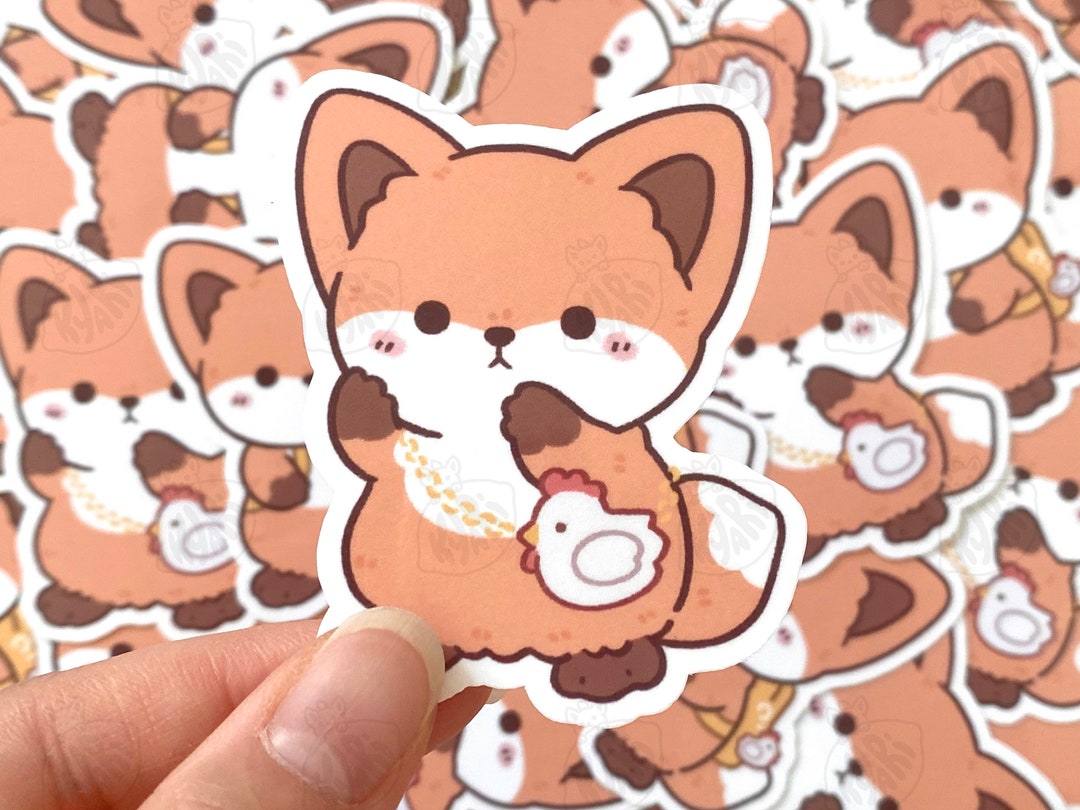 Cute Shy Red Fox Stickers, Fox With Chicken Backpack and Purse Stickers ...