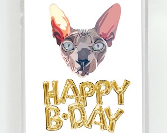 Sphynx Birthday Card - Etsy