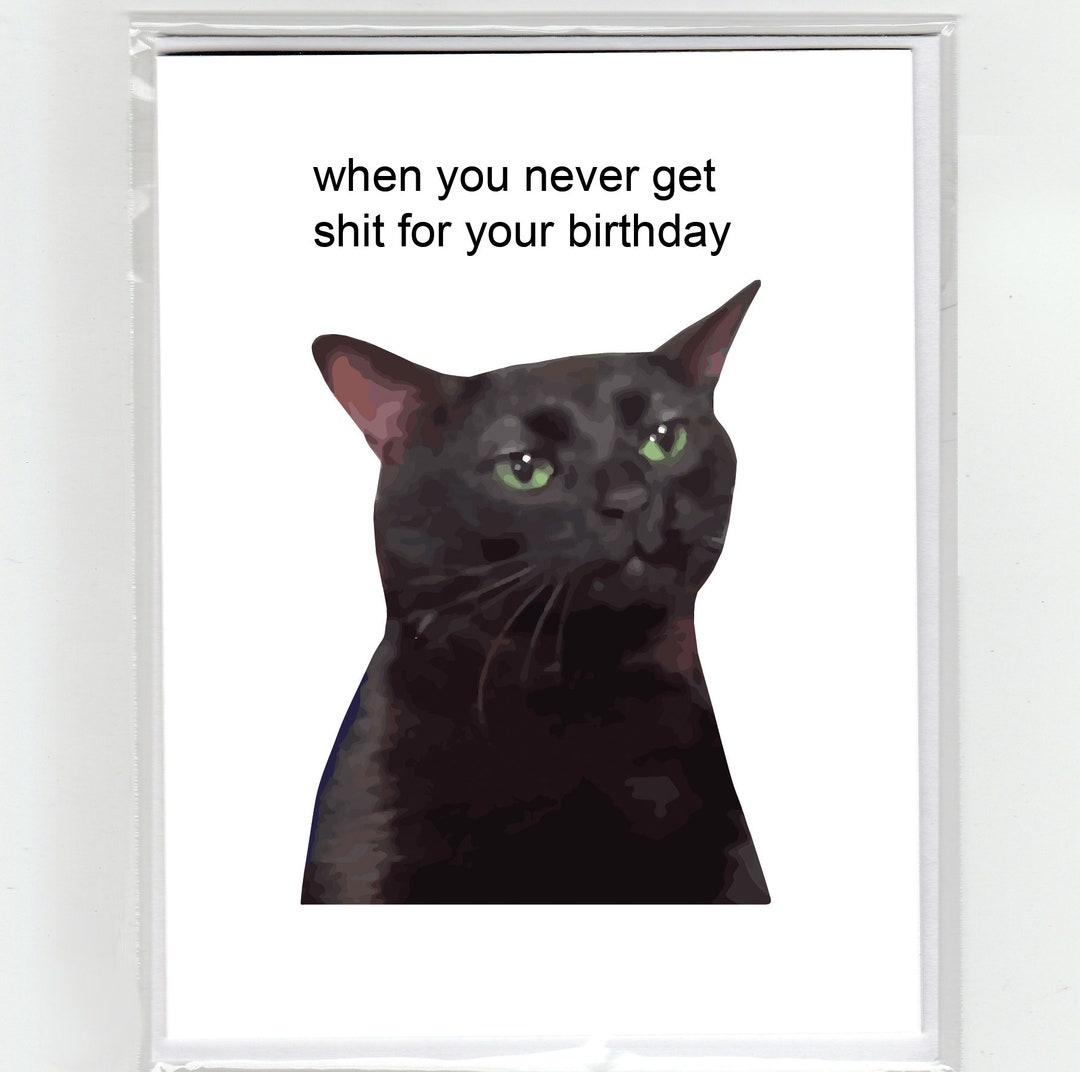 Zoned Out Cat Meme Birthday Card Viral Funny Joke Goofy Quirky Playful ...