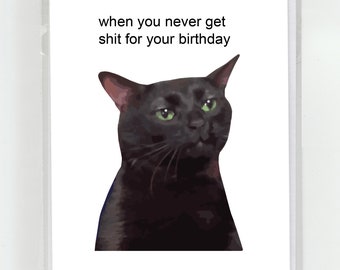 Zoning Out Cat Meme Card Blank Black Cat Card, Funny Internet Memes ...