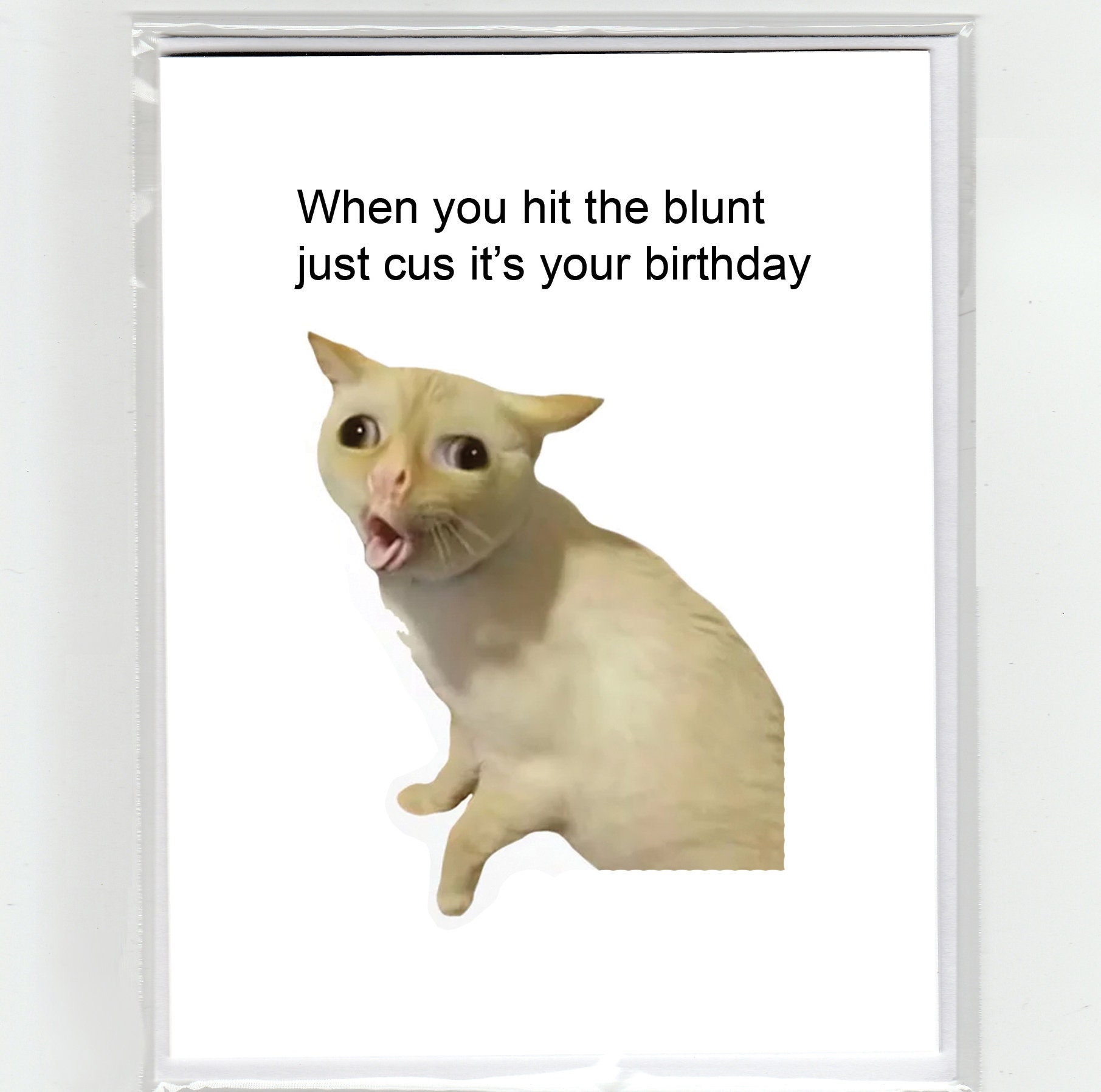 Coughing Cat Meme Happy Birthday Greeting Card Viral Funny - Etsy UK