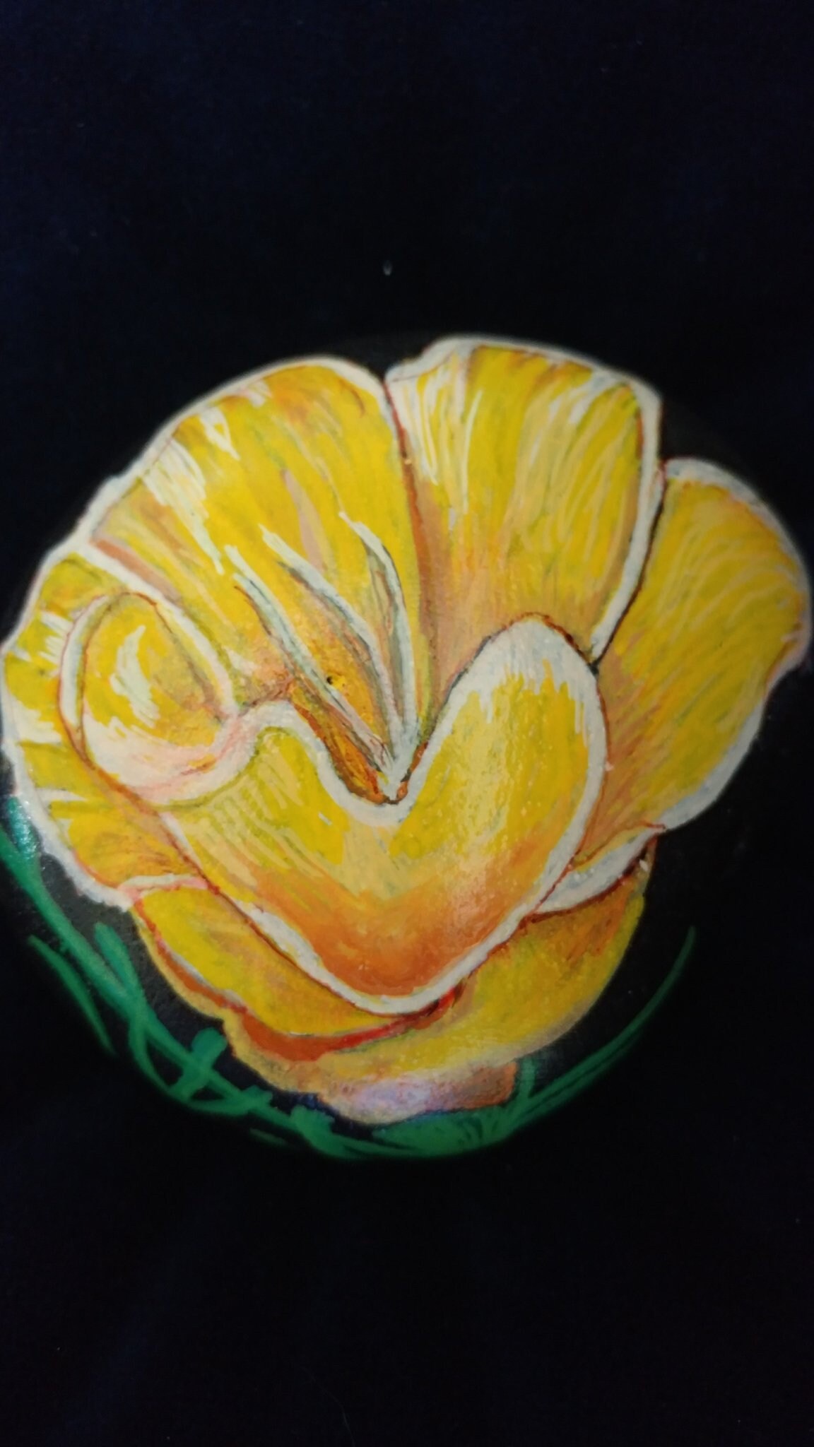 Hand Painted California Poppy Stone - Etsy