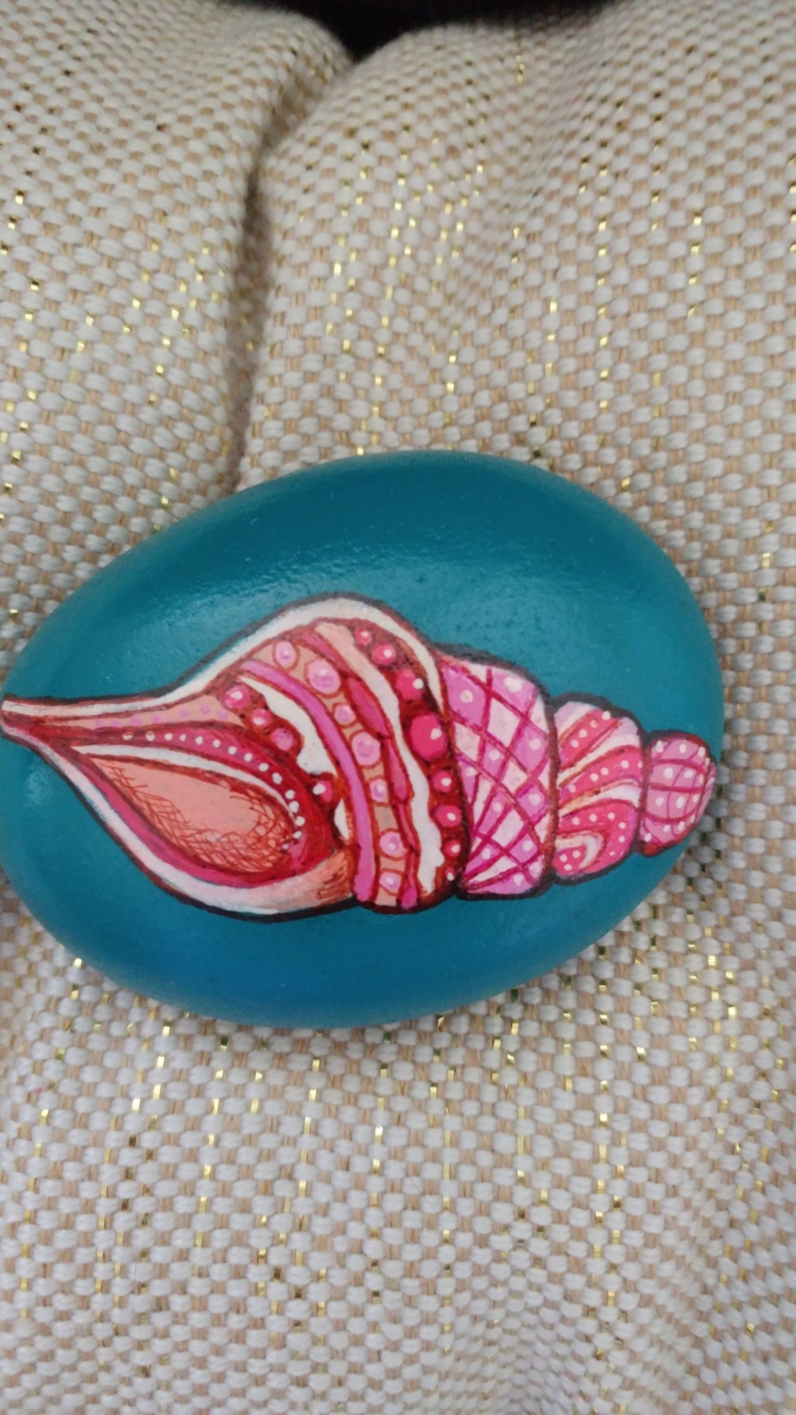 Hand Painted Seashell on Stone | Etsy