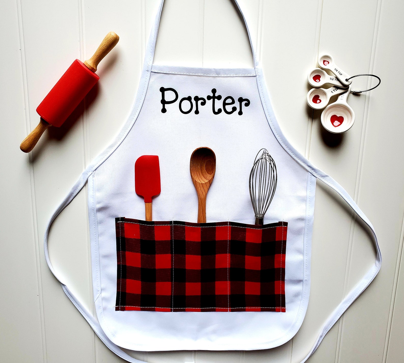 Personalized Kids Apron in Valentine Red Valentine Apron - Etsy