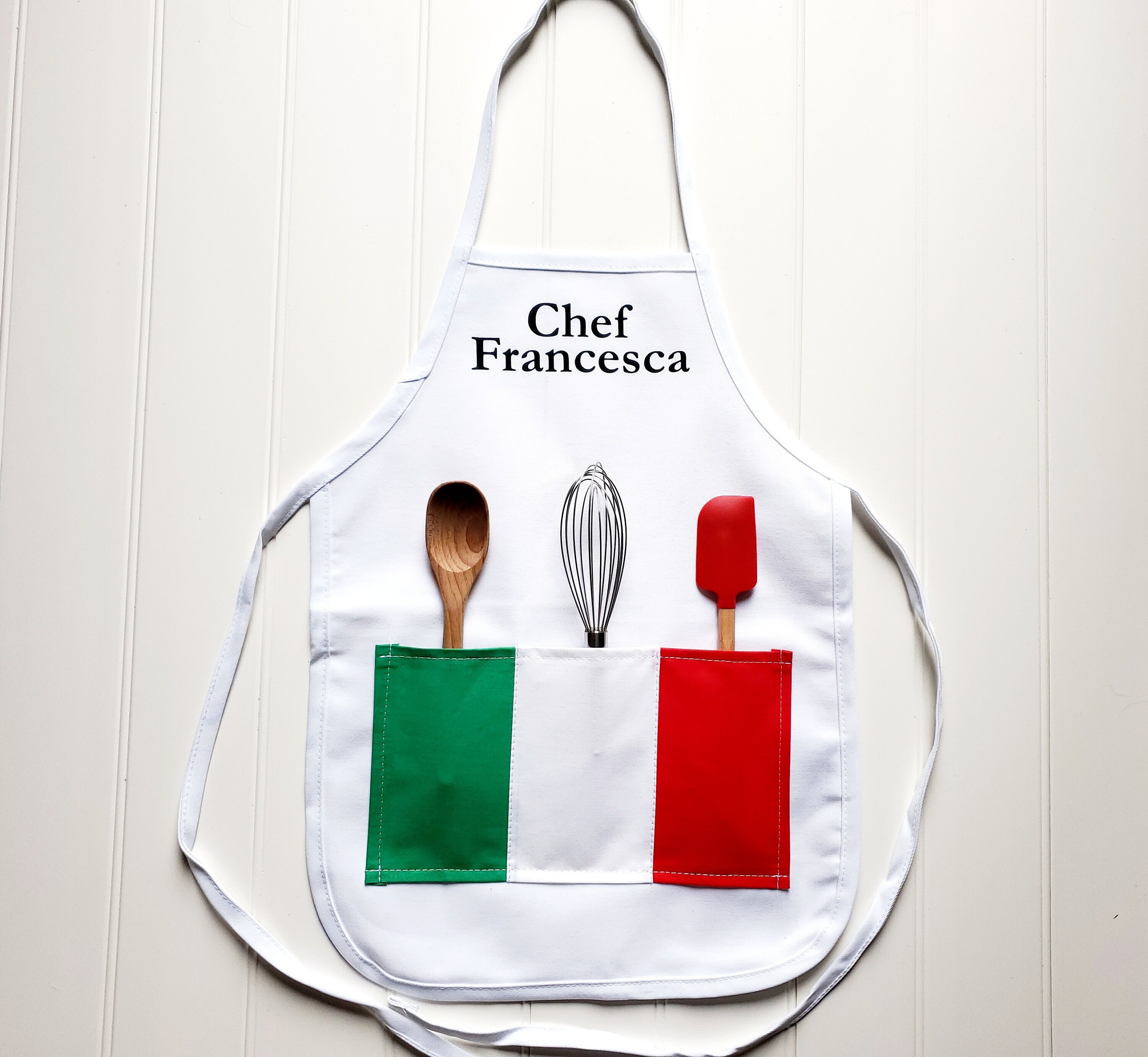 Personalized Apron With 3 Pockets Italian Flag - Etsy