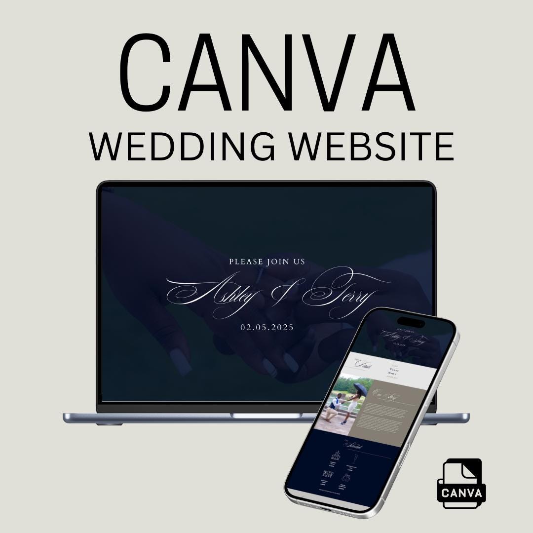 Simple & Pretty Luxurious Canva Wedding Website Template - Etsy