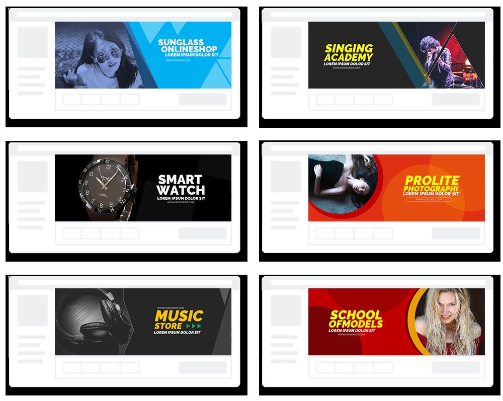 6 Facebook Cover Templates, 6 Social Media Covers, Facebook Cover Photo ...