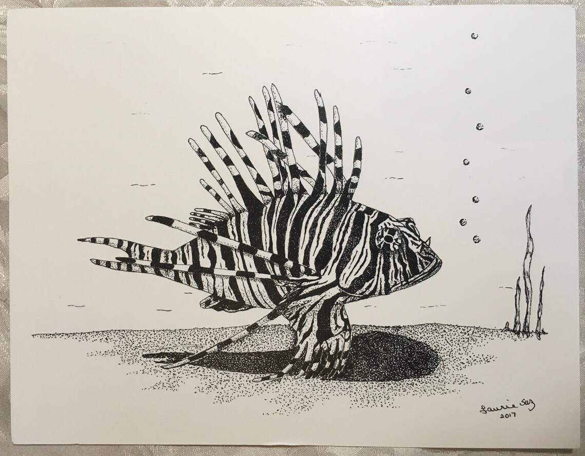 Stipple Wild Animal Art Print Tigers Hare Zebra Lion Fish - Etsy