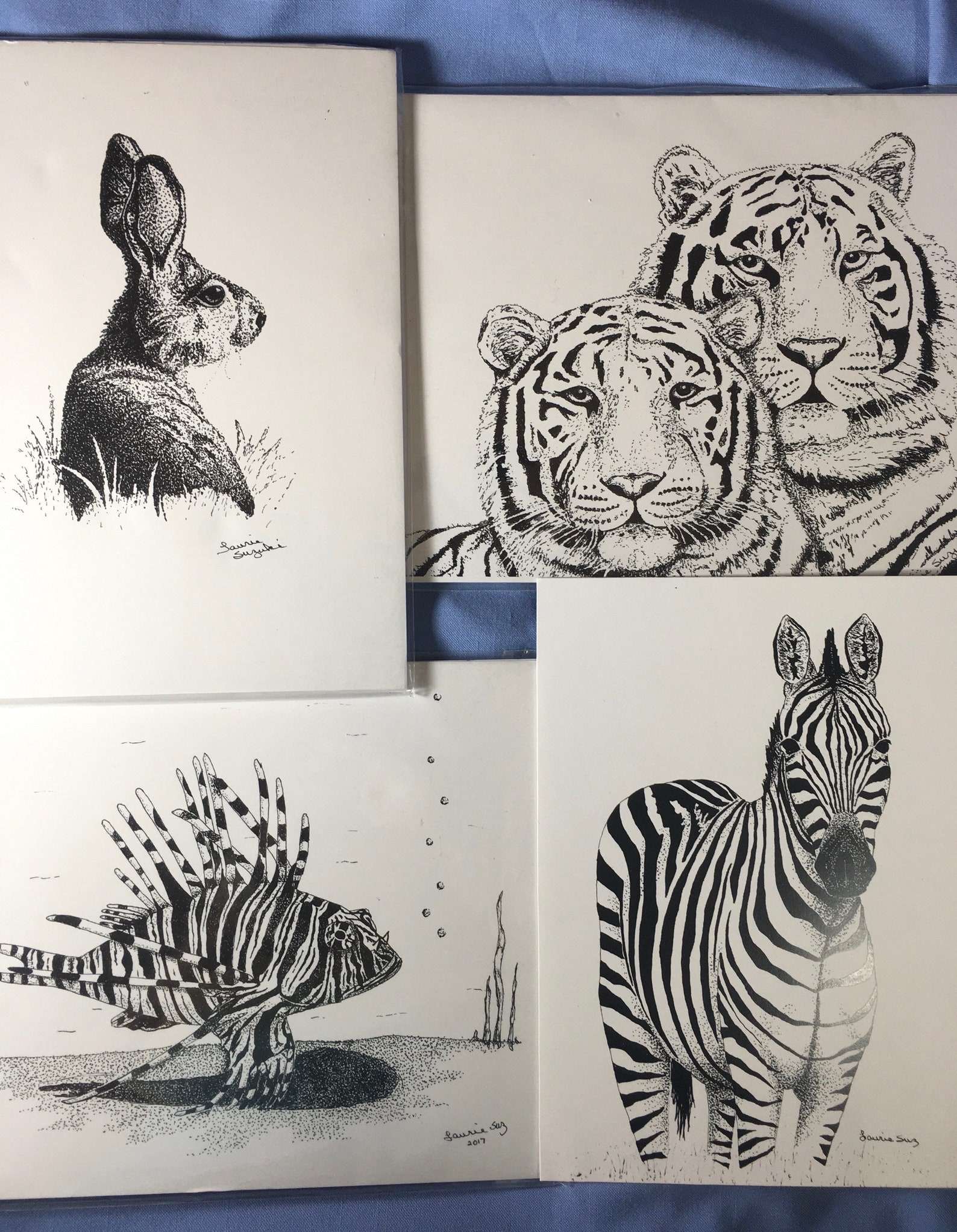 Stipple Wild Animal Art Print Tigers Hare Zebra Lion Fish - Etsy