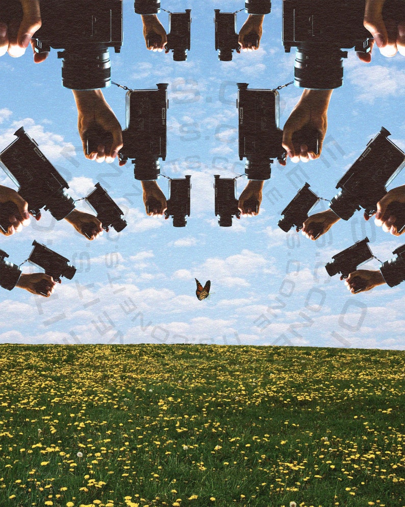 Butterfly Trippy Poster, Collage Artwork, Surreal Print, Psychedelic ...