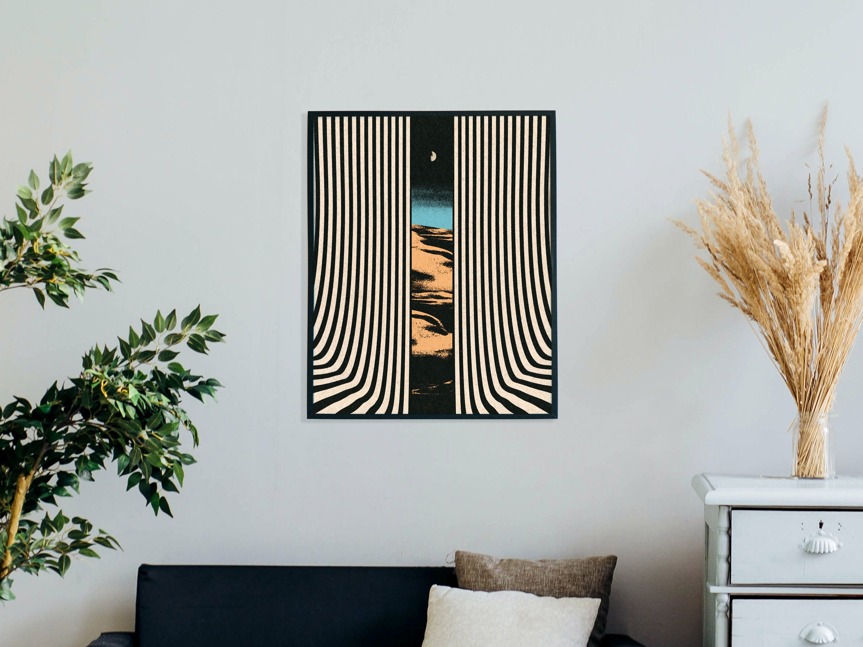 Desert Moon Art Print, Psychedelic Poster, Surreal Artwork, Trippy Wall ...