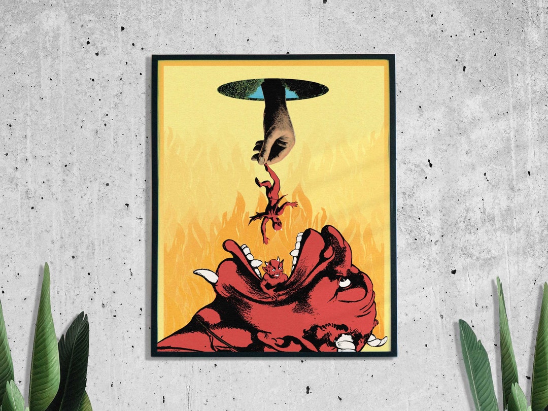 Devil Collage Poster, Retro Print, Trippy Artwork, Surreal Wall Art ...