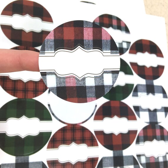 54 Buffalo Lodge Plaid Poly Weatherproof Round Labels for - Etsy