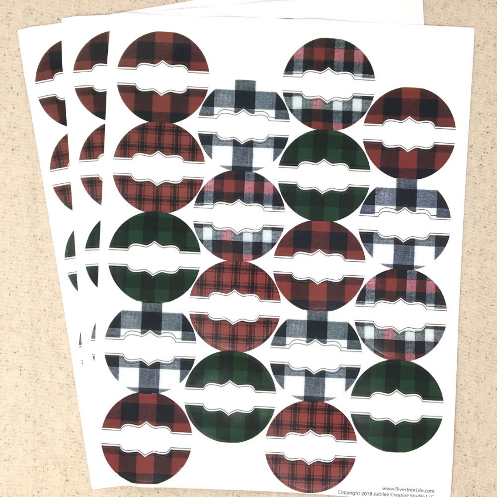 54 Buffalo Lodge Plaid Poly Weatherproof Round Labels for - Etsy