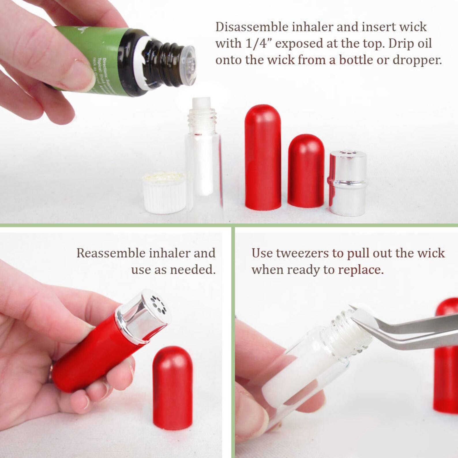 Set of 3 Aluminum & Glass Essential Oil Nasal Inhalers Red - Etsy