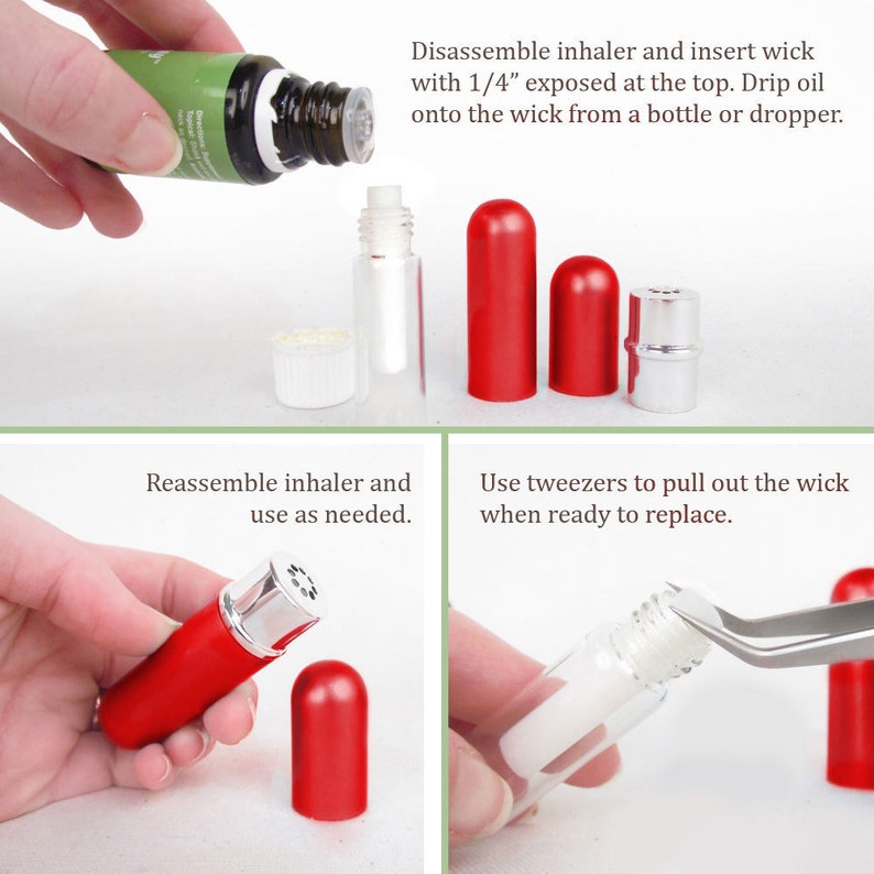 Set of 3 Aluminum & Glass Essential Oil Nasal Inhalers Red - Etsy