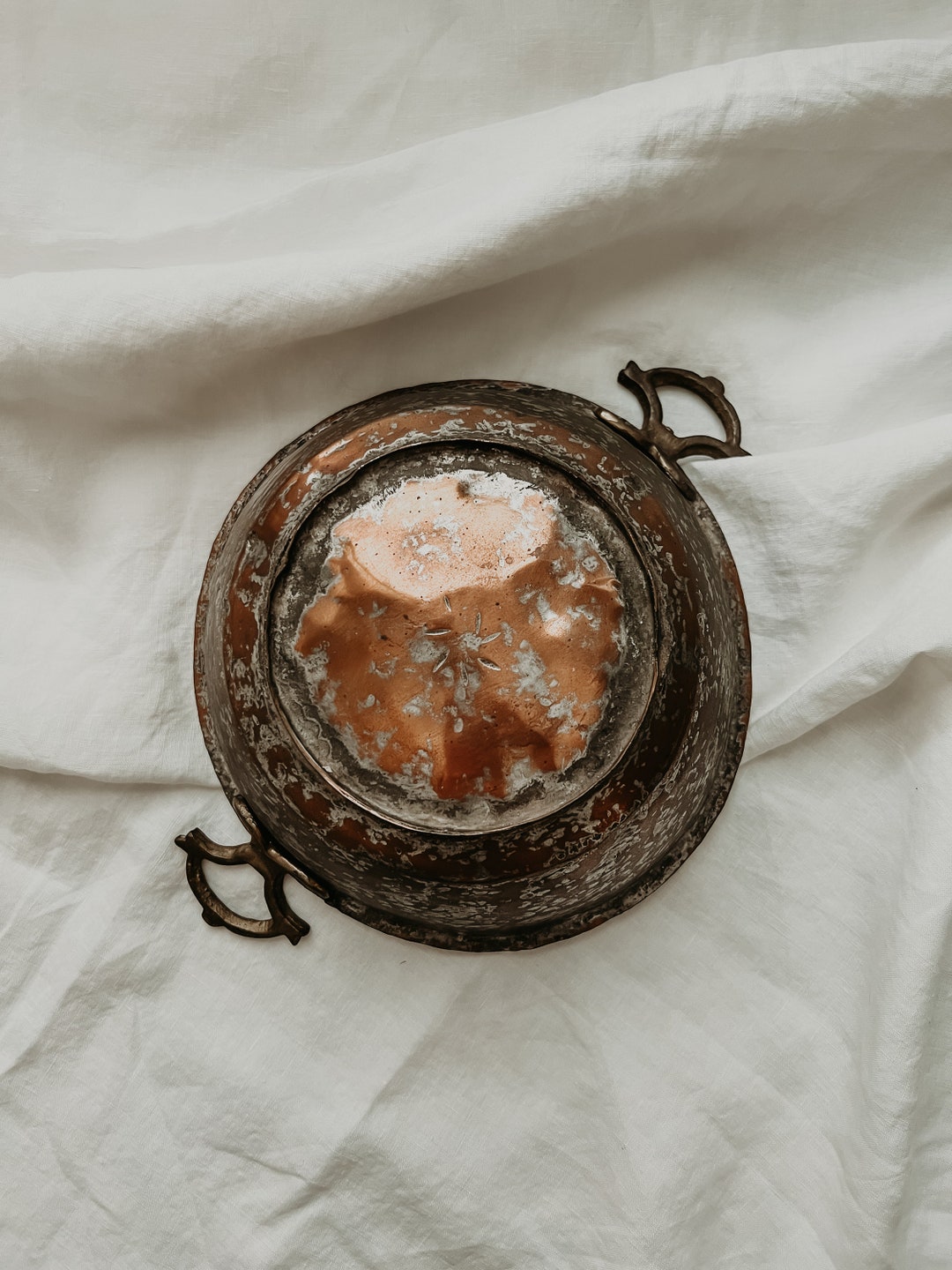 Antique Copper Bread Mold Pan | Double Brass Handles | French Decor ...