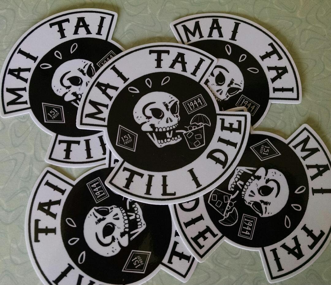 Mai Tai Til I Die 4 X 4 Biker-style Tiki STICKER - Etsy