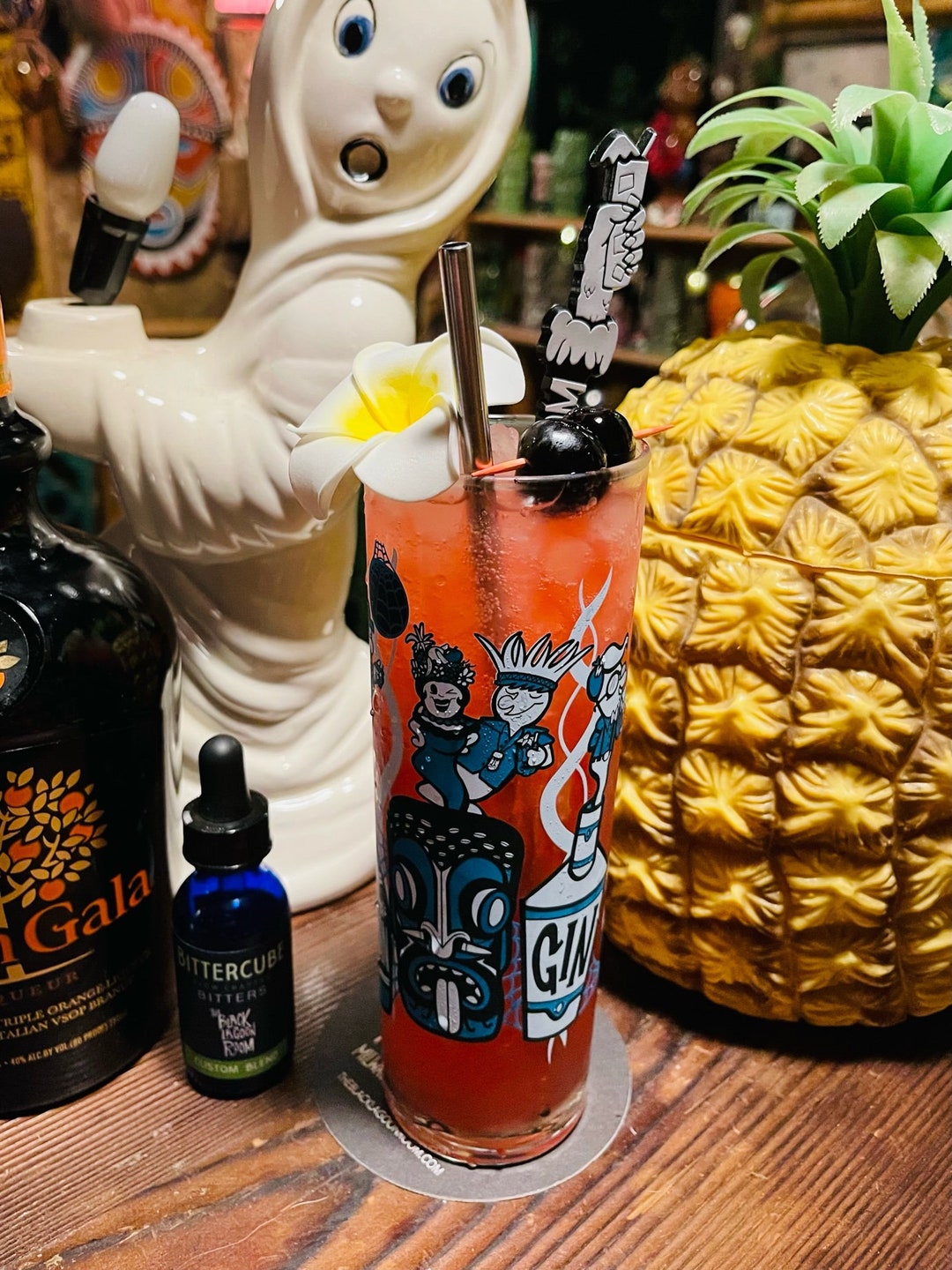 SPIRITED SPIRITS 13.5oz Zombie Cocktail Collins Glass Tiki Ghosts ...