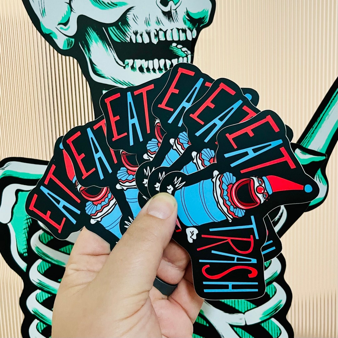 EAT TRASH 4" Vinyl Garbage Clown Sticker! Lowbrow Carnival - Etsy