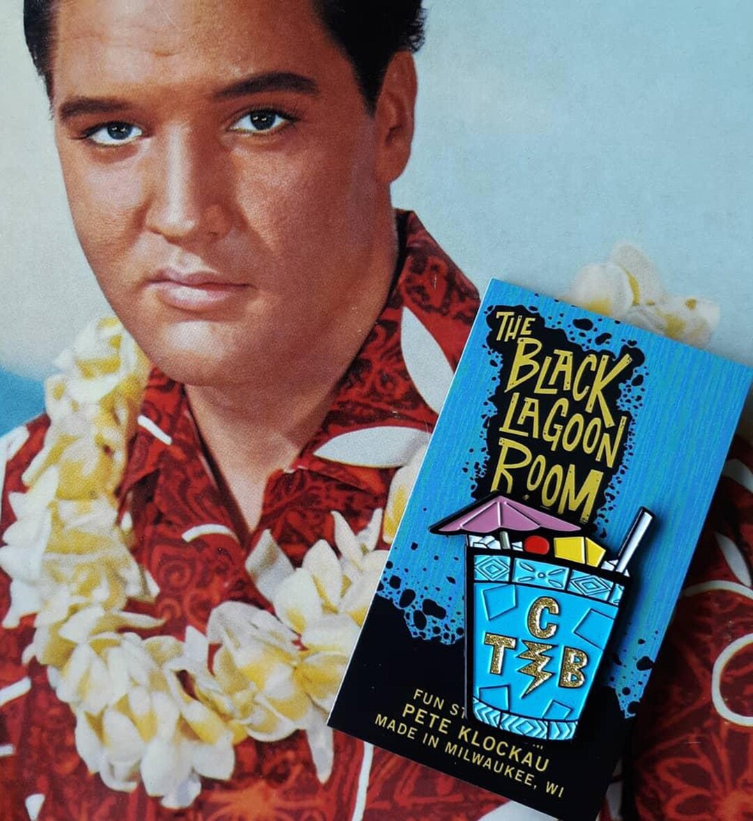 Tcb(lue Hawaiian) Elvis Presley Tribute TCB Glitter Blue Hawaiian Tiki ...