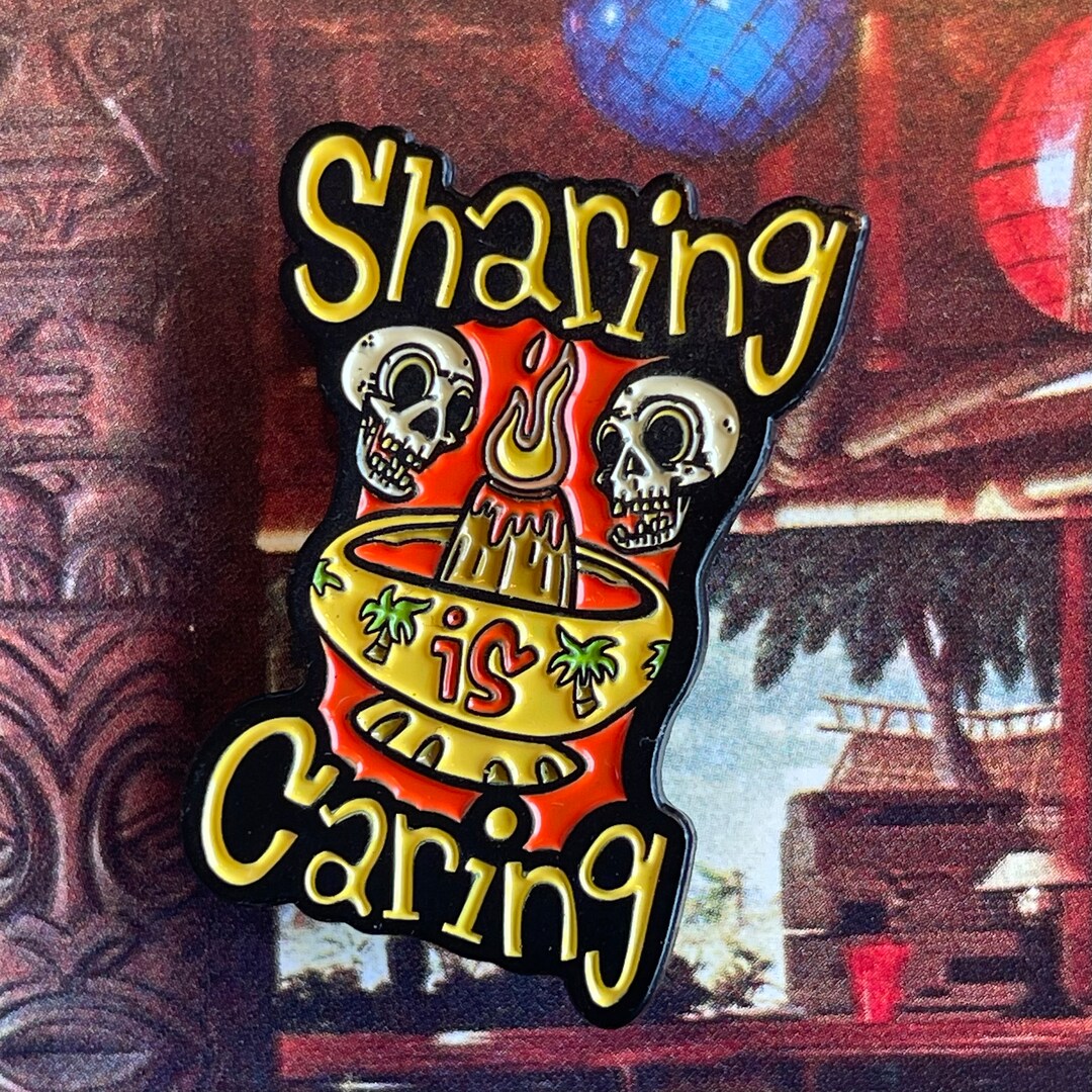 SHARING IS CARING 1.75” Tiki Volcano Bowl Soft Enamel Pin! - Etsy