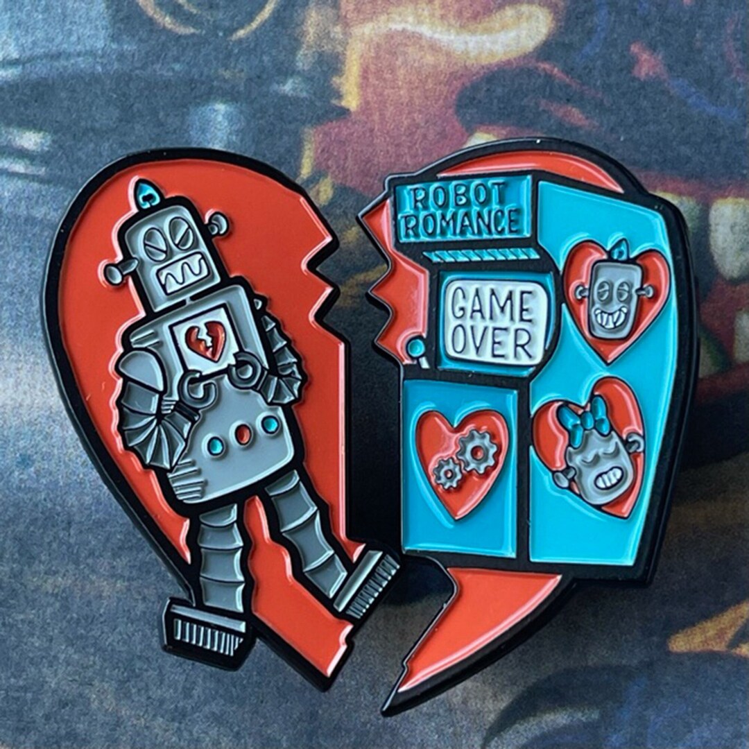ROBOT ROMANCE 2-piece Limited Edition Hand-numbered 2" Enamel Pin Set ...