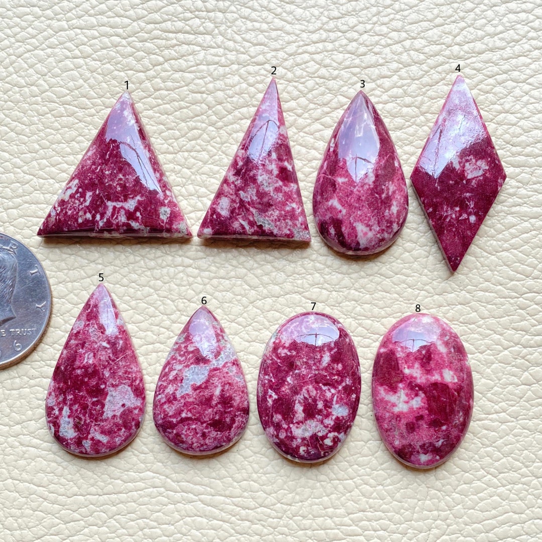 RARE Thulite Stone Cab-pink Polished Crystal-one Thulite Necklace Cab ...