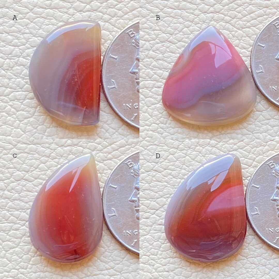 Red Banded Agate Palm Stone-banded Agate Cabochon-madagascar Banded ...