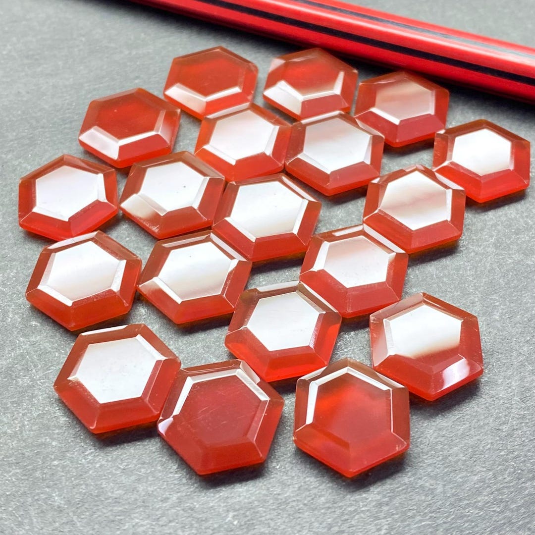 13 Mm Hexagon Tablet Cut-red Onyx Tablet Cut-genuine Red Onyx Tablet ...