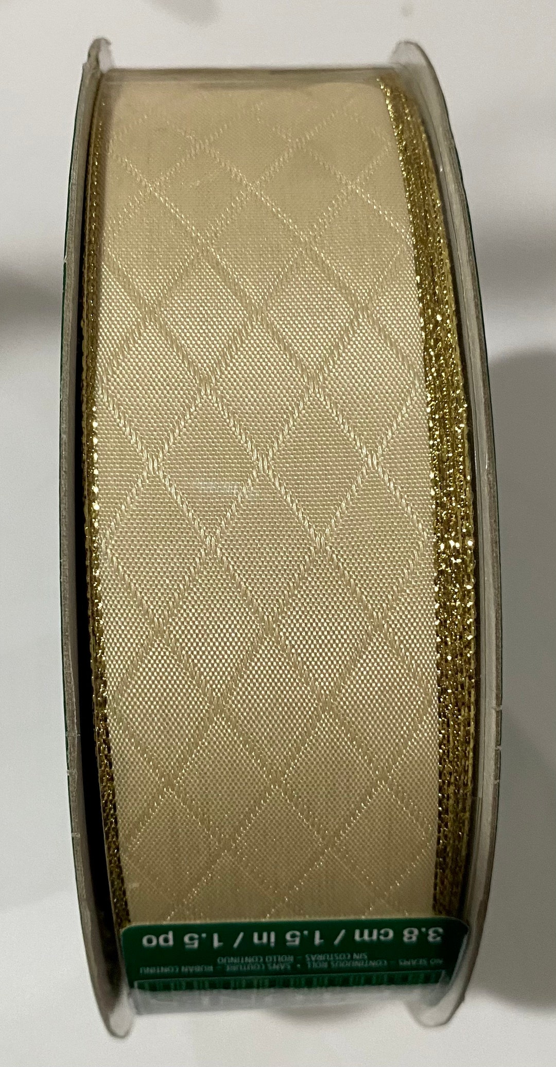 1 Full Roll of Kirkland Ribbon 1 1/2 Inch Wide Cream Diamond Design ...
