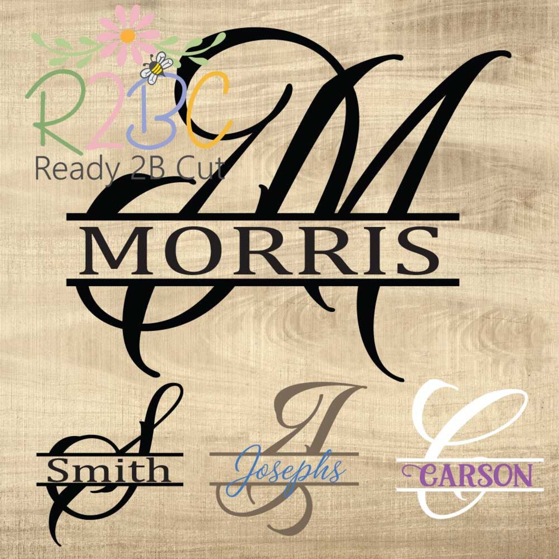 Script Monogram Alphabet Split for Customizing Friend Gift | Etsy