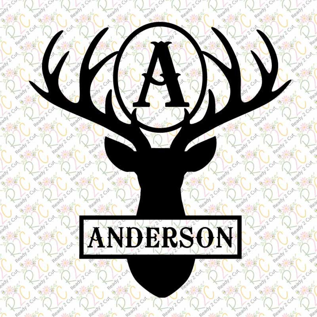 Deer Antler Monogram Alphabet, Deer Head, Hunting Sign, SVG, DXF, PNG ...