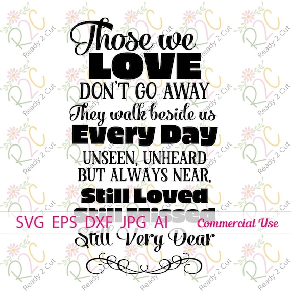 Those We Love Don't Go Away Memorial Poem Funeral Gift | Etsy