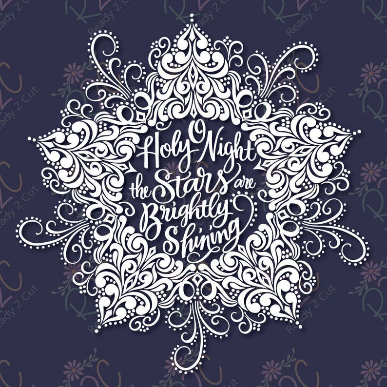 O Holy Night Intricate Swirls Christmas Star SVG DXF PNG - Etsy