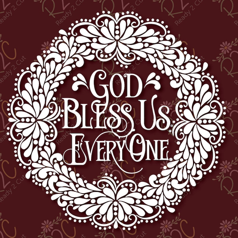 God Bless Us Everyone Dickens Christmas Wreath SVG DXF PNG - Etsy