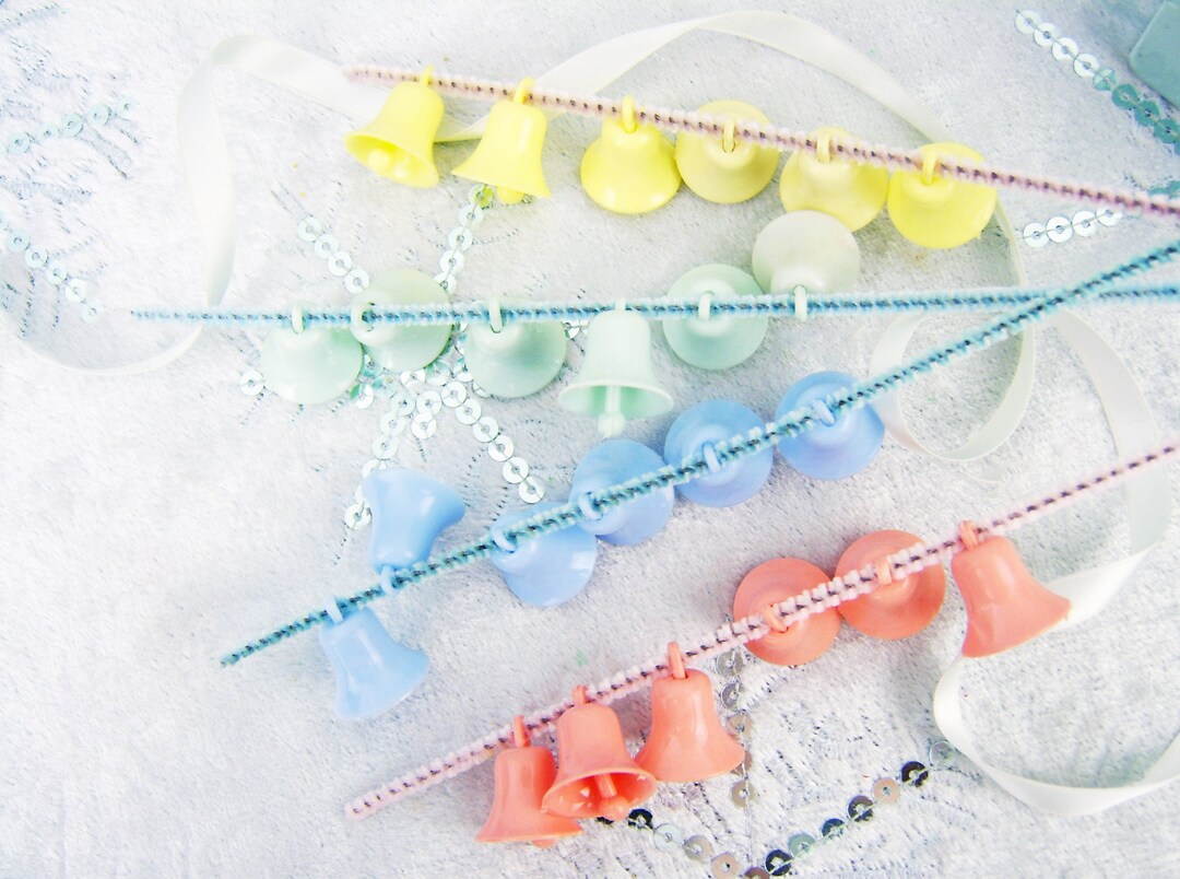 Vintage Pastel Bell, Miniature Plastic Bell, Pastel Wedding Shower ...