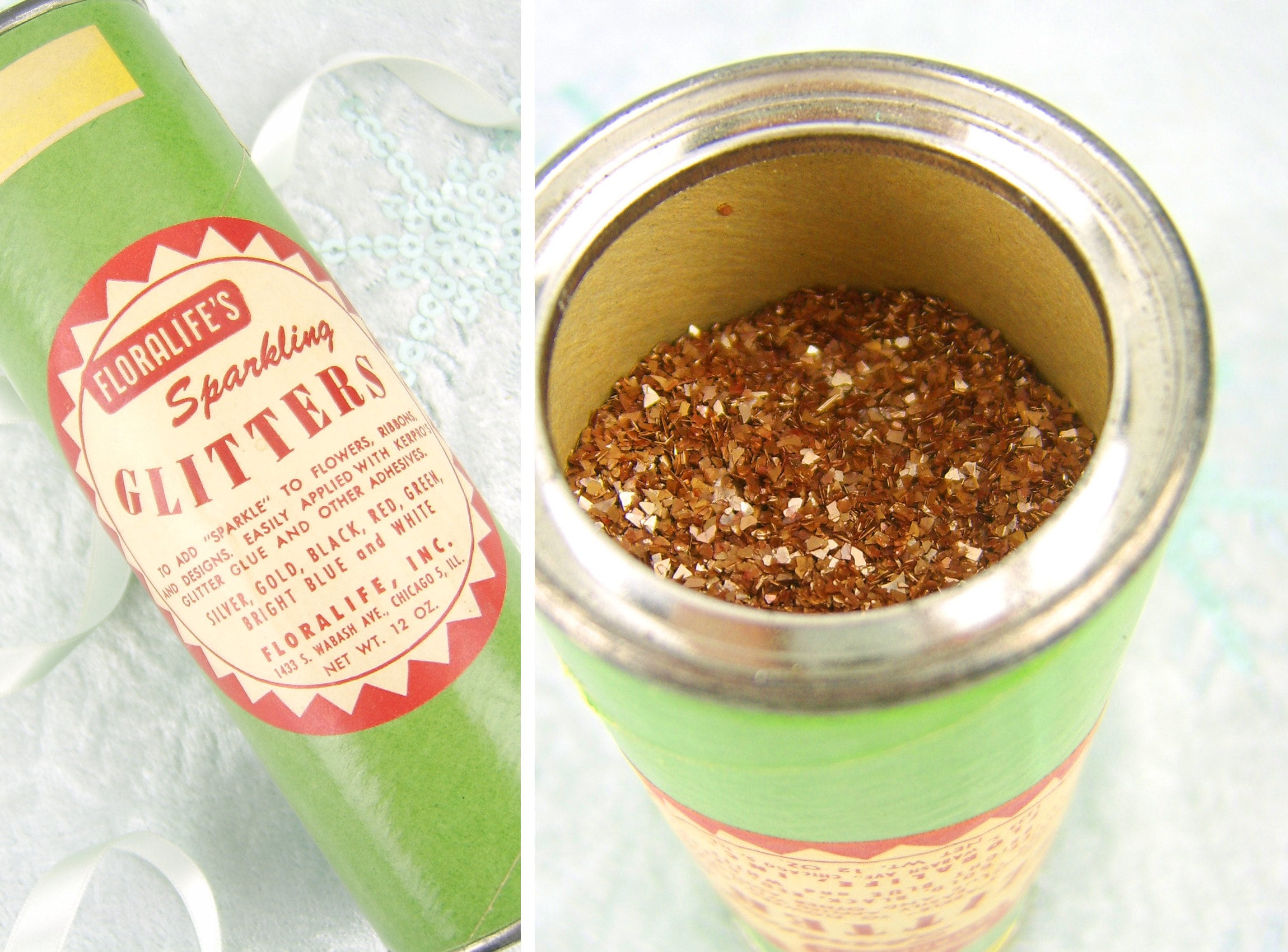 Vintage Sparkling Glitter, Floralife's Coarse Flake Tinsel Glitter ...