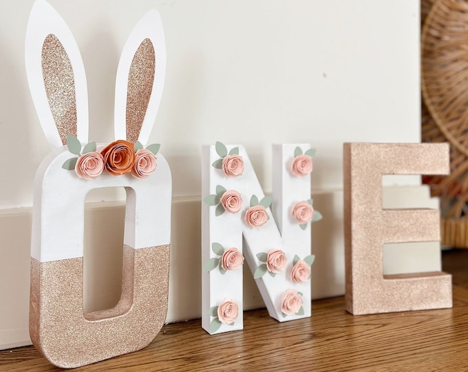 1st Birthday one Pink Bunny Standee Photo Prop Stand up Letters Party ...