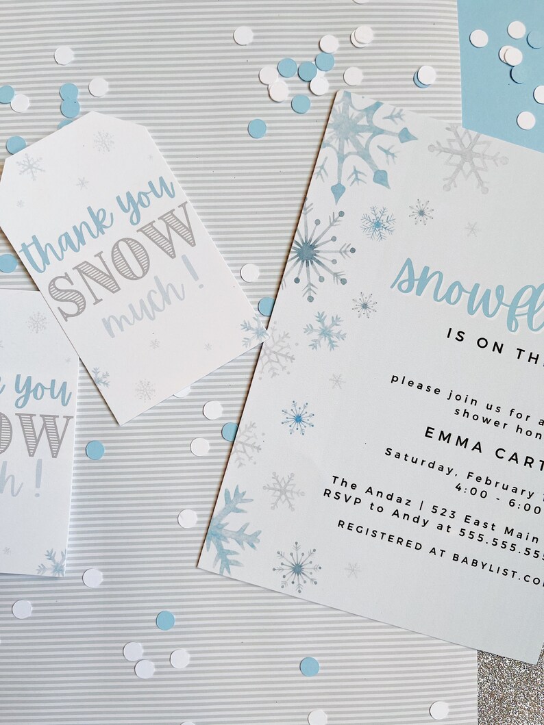 Snowflake Baby Shower Invitation | A Little Snowflake is on the Way ...